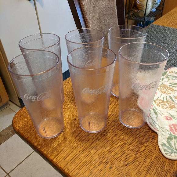Coca Cola | Dining | Coca Cola 24 Ounce Clear Plastic Cups Set Of 6 ...